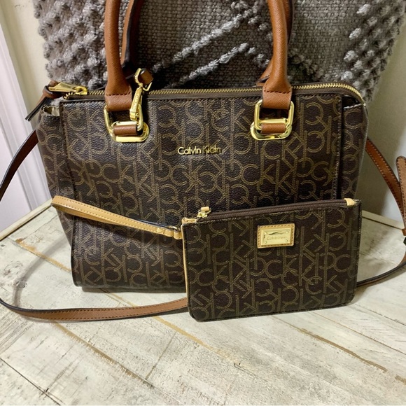Calvin Klein | Bags | Calvin Klein Signature Monogram Satchel | Poshmark